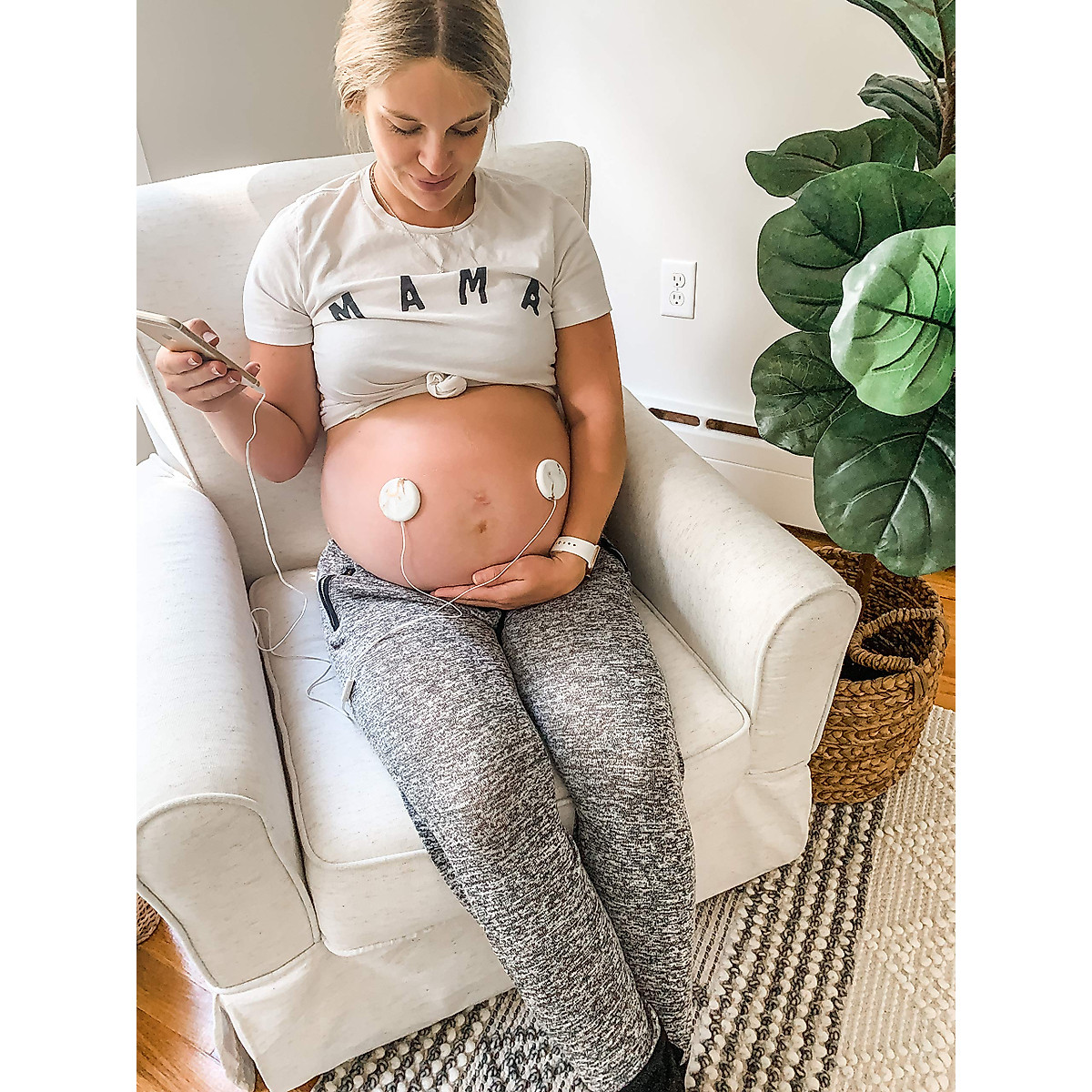 Baby Bump Headphones Marble Deluxe, Plays and Shares Music, Sound and Voices to The Womb, Prenatal Speaker, Including bebon Tunes APP (Marble Gold)