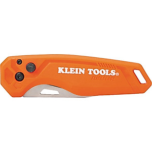 Klein Tools 44321 Folding Utility Pocket Knife, Compact EDC with Hawkbill Knife Blade, Button Lock, Pocket Clip, and Tether Hole