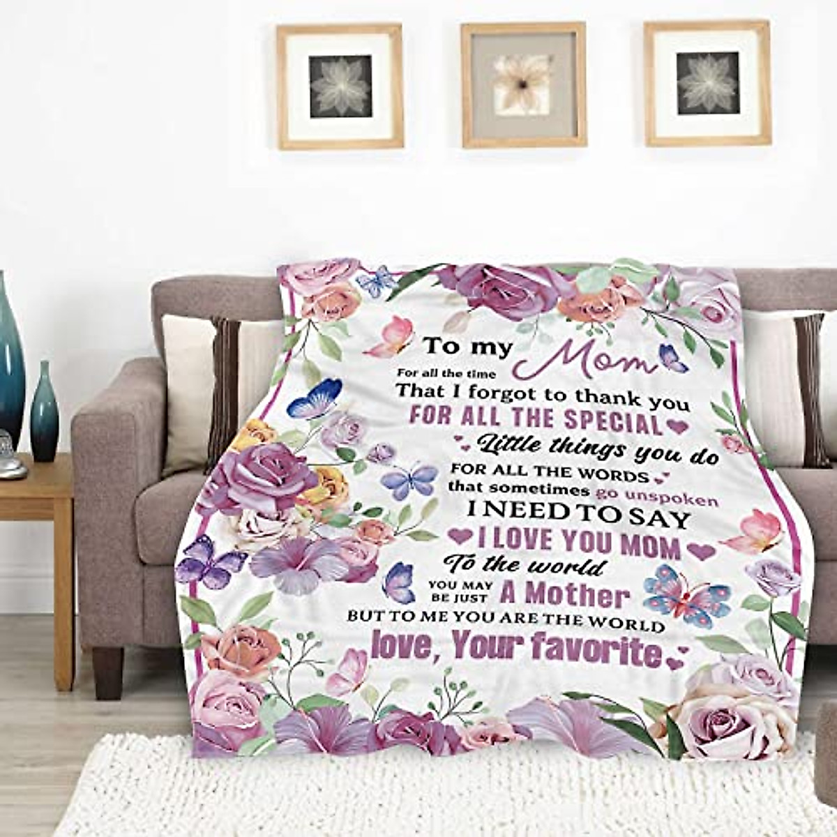 Gifts for Mom Blanket, Best Mom Ever Gifts, Birthday Gifts for Mom Throw Blanket, I Love You Mom Gifts, Unique Mom Gift,Mom Birthday Gifts from Daughter/Son Soft Throw Blanket 40" x 50"