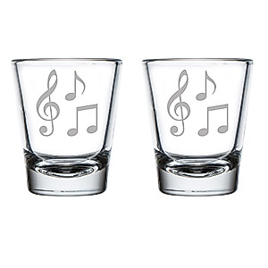 MIP Brand Set of 2 Shot Glasses 1.75oz Shot Glass Music Notes