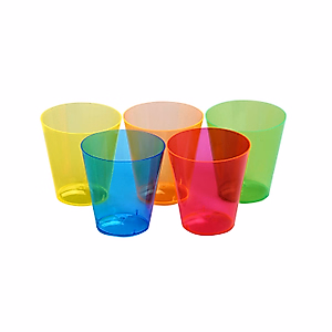 Select Settings 500 pc. Multi Color Plastic shot Glasses, Neon plastic disposable shot cups