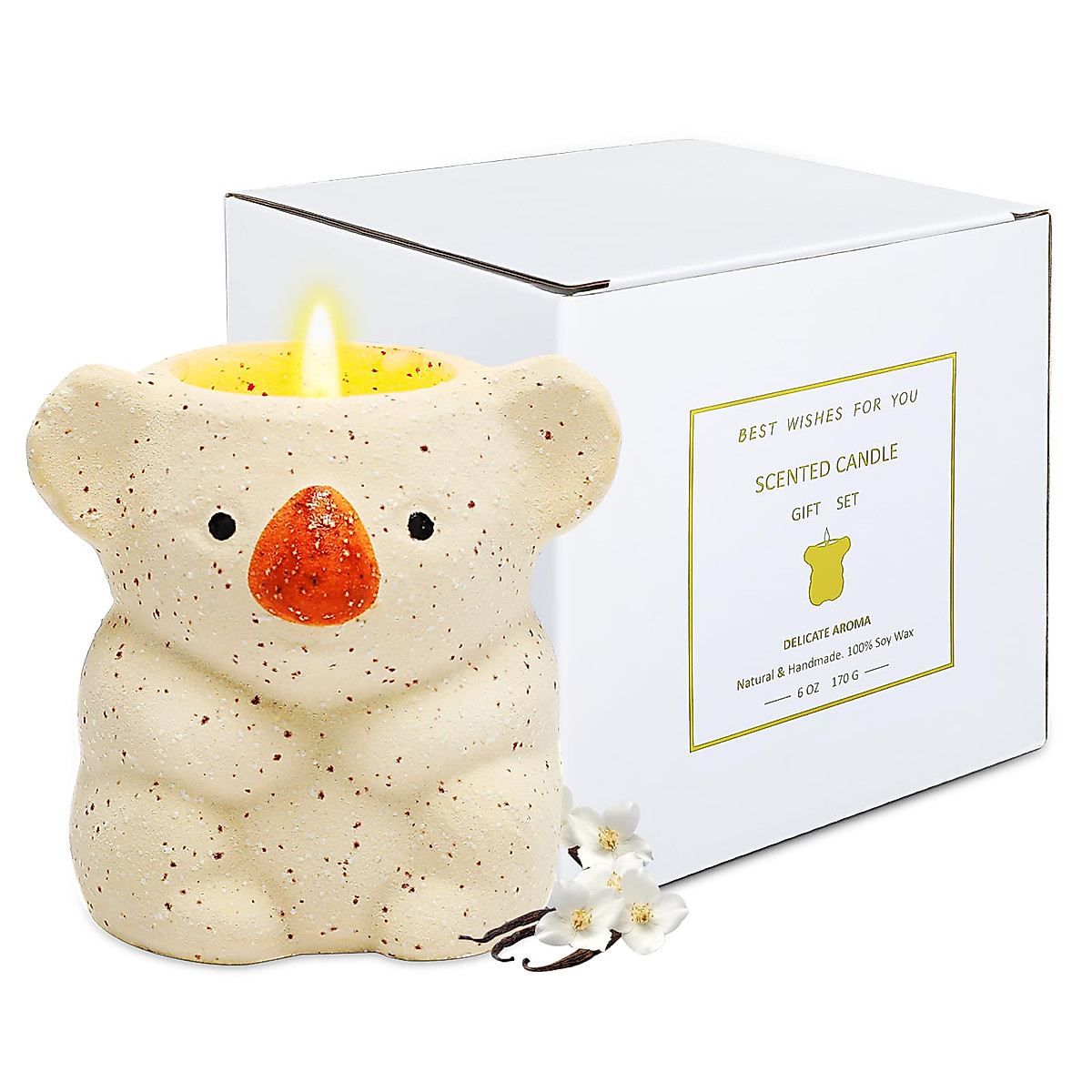 ETAKISH Vanilla Candles Highly Scented Gift Set for Women, Cute Koala Aromatherapy Jar Candle 6 oz 35 Hours Burn, Hand Poured Soy Wax Candle for Christmas Birthday Valentine Mother's Day