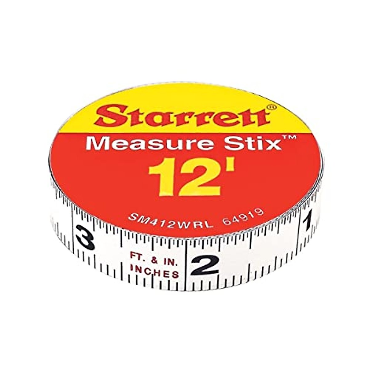 Starrett Tape Measure Stix with Adhesive Backing - Mount to Work Bench, Saw Table, Drafting Table - 1/2" x 12', English Metric, Right-Left Reading - SM412WRL