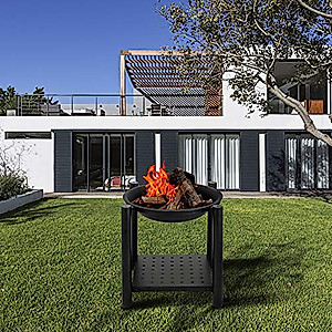 22" Fire Pit,Outdoor Wood Burning Heavy Duty Steel Grill Firepit Bowl with Mesh Spark Screen Cover Log Grate for Camping Picnic Bonfire Patio Backyard Garden Beaches Park