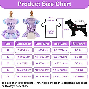 Yikeyo Dog Clothes Girl Dog Dress Small Dogs Puppy Dresses Pet Dress Shirt Female Yorkie Chihuahua Cat Apparel Birthday Party Costume Mermaid Princess Outfit(Purple，M)