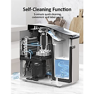 Nugget Ice Maker Countertop, 40lbs/Day, Pebble Ice Maker Machine with Ice Scoop and Basket, Self-Cleaning, Auto Water Refill, Touch Button, Ice Coffee and Cocktails for Indoor/Outdoor