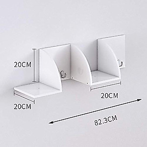 PIBM Stylish Simplicity Shelf Wall Mounted Floating Rack Shelves Partition Bookshelf Simple Hook up Coat Rack Living Room Bedroom,2 Colours, White , 82.3x20x20cm
