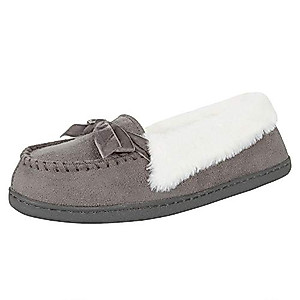 Jessica Simpson Womens Micro Suede Moccasin Indoor Outdoor Slipper Shoe,Grey,Medium