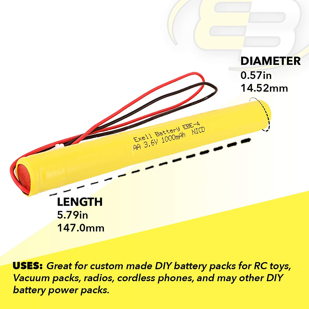 (2-Pack) Emergency/Exit Lighting Battery Fits and Replaces GP-3600-GR OSI OSA191 TEIG 24-4009 Atlight 24-4009 Custom-4 Atlite 24-4009, ANIC0625, NIC0625 GP GP3600GR