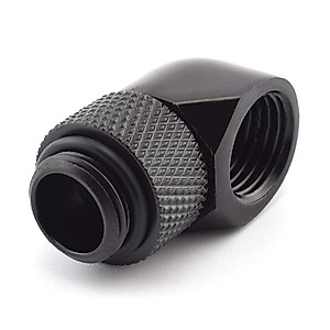 SDTC Tech 4-Pack G1/4" Male to Female Extender Connector 90° Rotary Elbow Enhance Multi-Link Adapter Fitting for PC Water Cooling System, Black