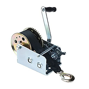 8MILELAKE Heavy Duty 2500lbs Hand Winch Crank Strap Gear Winch for Trailer Boat ATV