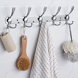 Wall Mounted Coat Rack Hook of 2 Pack, 5 Tri Stainless Steel Heavy Duty Coat Hook Rack for Hanging Coats,Clothes,Jacket,Hats (Silver)