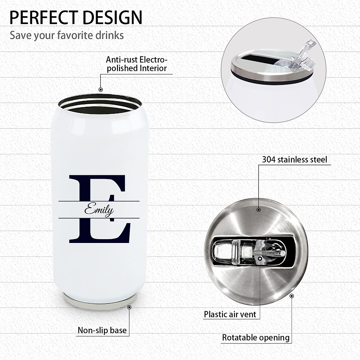 Personalized Stainless Steel Water Bottle - Custom Gifts for Girlfriend from Boyfirend Personalized Cups with Photo to Girlfriends Gifts 13.7oz