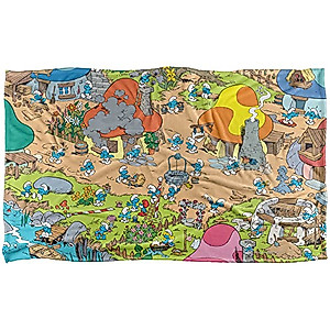 The Smurfs Blanket, 36"x58" Smurf Village Silky Touch Super Soft Throw Blanket
