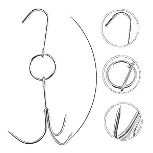Levemolo 1pc Poultry Ham Practical Hanger S- Mutton Cooking Three Drying Useful for Use Kitchen Duck Hams Style Tools Prong Hook Home Shop Meat Grill Smoker Garden Professional Butcher