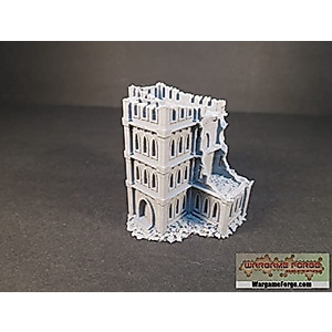 Ruined Gothic Building 8 6mm/8mm Tabletop Terrain Compatible with Epic, Adeptus Titanicus, Hex Maps