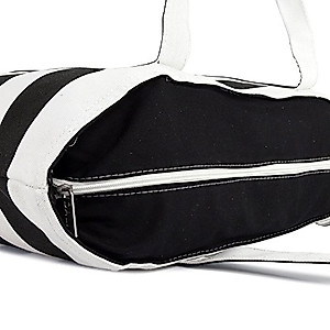 DALIX Striped Beach Bag Tote Bags Satchel Personalized Black Ballent Letter L