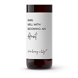 Pairs Well With Becoming an Aunt ● SET of 4 ● GENDER NEUTRAL Pregnancy Announcement Wine Labels, Baby Announcement to Friends Wine Label, Pregnancy Reveal, Alternative to Card from Roseum Collections