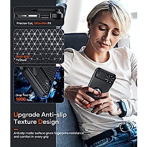LeYi for iPhone XR Case: iPhone XR Phone Case with [2 Pack] HD Screen Protectors, Armor Defender Non-Slip Textured Back with Camera Cover & Stand Case for iPhone XR, Black