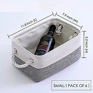 Sacyic Baskets Storage Bins 12x8x5 inch [6-Pack] Fabric Storage Baskets Cloth Baskets Empty Gift Baskets with Rope Handles Decorative Baskets for Organizing