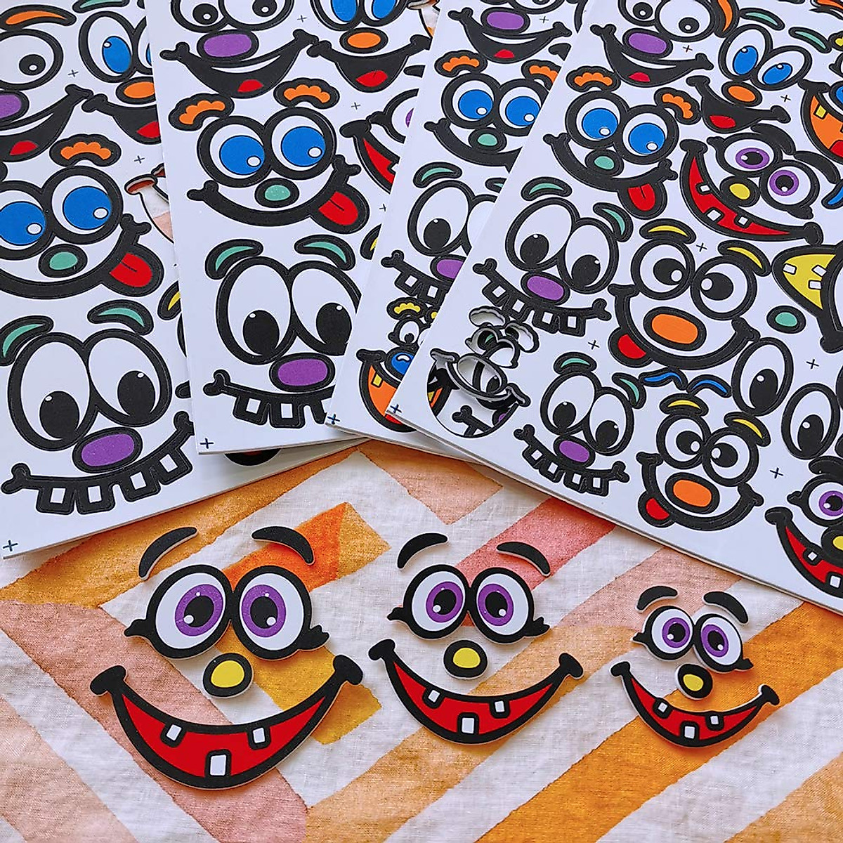 Supla 48 Kits Halloween Funny Face Pumpkin Decorating Craft Kits Decorates 48 Pumpkins Foam Jack-O'-Lantern Self-Adhesive Halloween Stickers for Kids Pumpkins Art Project Classroom Activity