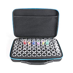 EVA Storage Box 60 Slot Diamond Painting Storage Case Tool Diamond Painting Bag Beads Organizer Accessories 60 Grids Shockproof High Capacity Hand Bag Zipper Design(Blue)