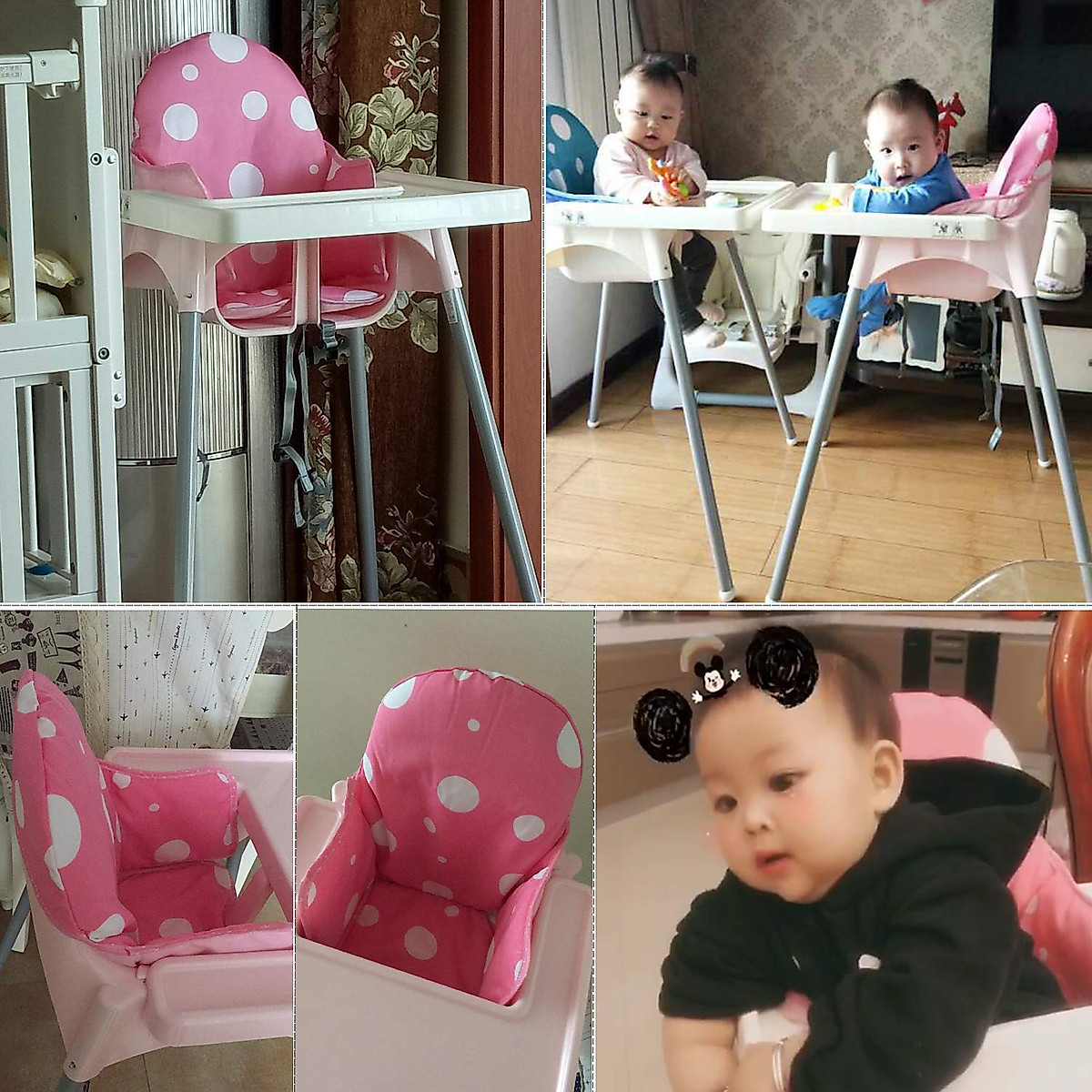 ZARPMA Highchair Cushion for IKEA Antilop Highchair, New Version Baby Highchair Seat Covers, More Thick, Washable Foldable, Child Chair Insert Mat Padding (Pink)