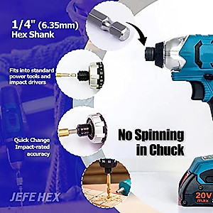 JEFE HEX 24 Pieces Hex Shank Drill Bit Set for Impact Driver, HSS Twist Titanium Drill Bits for Metal, Hex Drive Quick Change Drill Bits Set Ideal for Steel, Copper, Aluminum, Zinc Alloy, Wood and Plastics