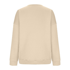 Ceboyel Oversized Sweatshirt For Women Solid Color Crewneck Pullover Tops Long Sleeve Sweaters Fall Fashion Trendy Clothes Sweatshirt Hoodie Beige S