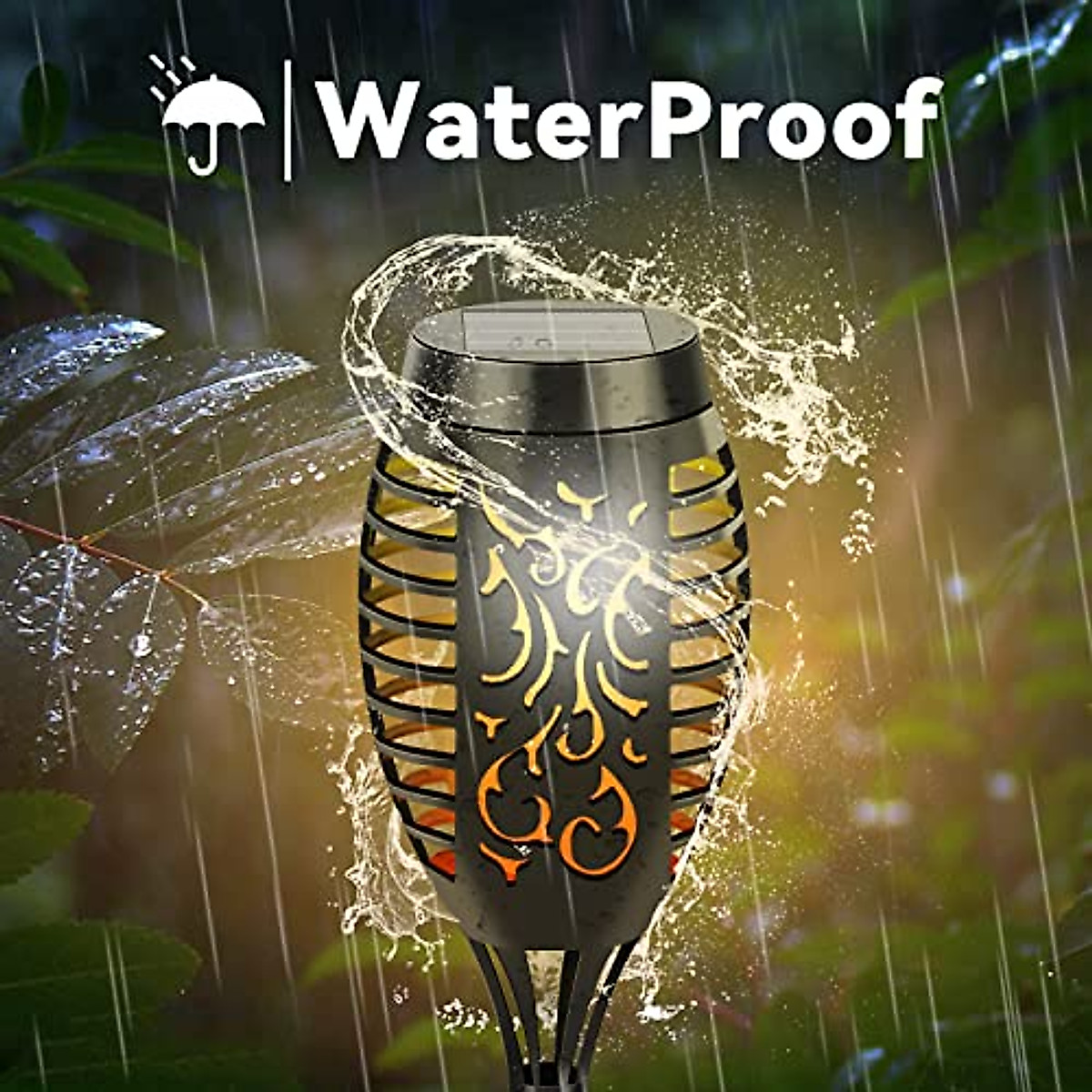 22Inch Solar Tiki Torches with Flickering Flame, Auto On/Off Waterproof Solar Powered Stake Lights for Garden Path Landscape Patio Yard Outdoor(6 Pack)