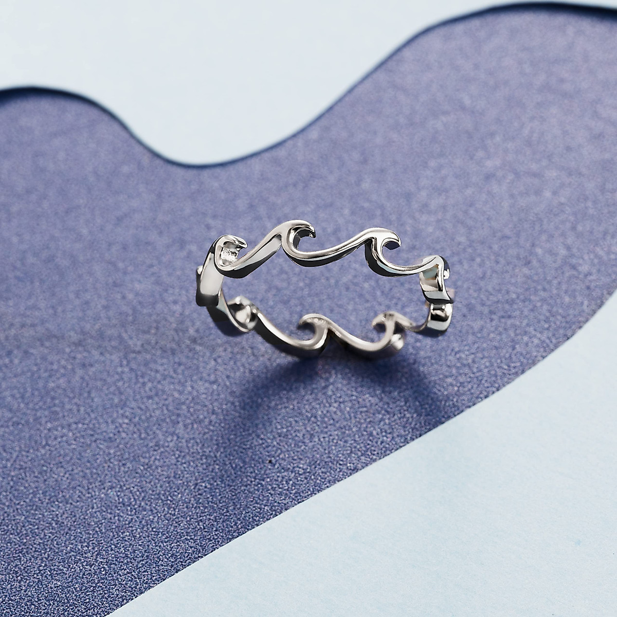 Aloha Jewelry Sterling Silver Hawaiian Inifinty Ocean Wave Stackable Ring Wedding Eternity Band (Sterling, 7)