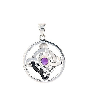 Jewelry Trends Sterling Silver Celtic Quaternary Knot Pendant with Purple Amethyst