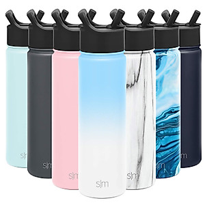 Simple Modern 22 oz Summit Water Bottle with Straw Lid - Gifts for Hydro Vacuum Insulated Tumbler Flask Double Wall Liter - 18/8 Stainless Steel Ombre: Santorini Breeze