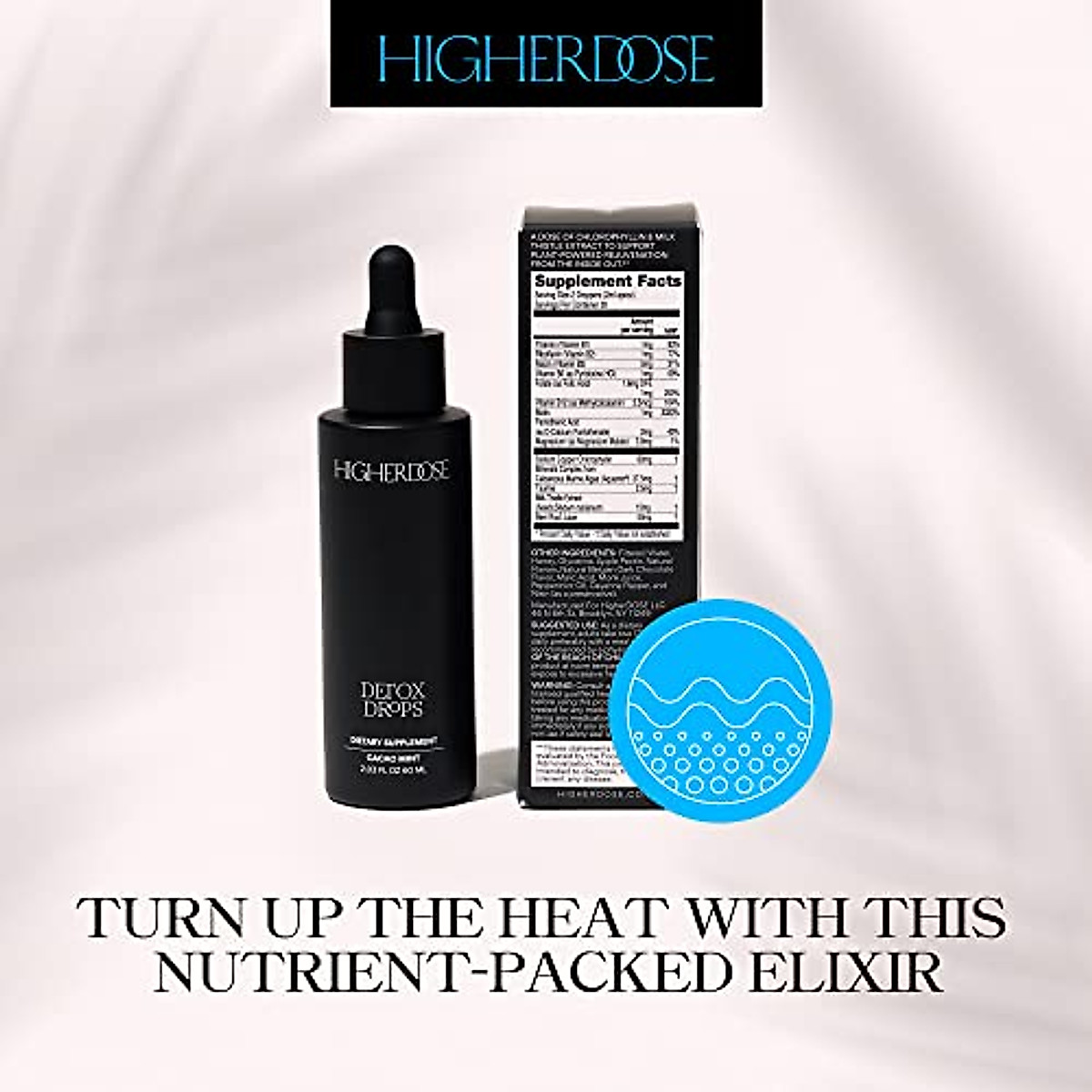 HigherDOSE Detox Drops Skin & Liver Health Supplement – Full Body Cleansing Liquid Chlorophyll Drops for Water with Milk Thistle Extract, Magnesium, Marine Algae Minerals & Beetroot Juice – 60 mL