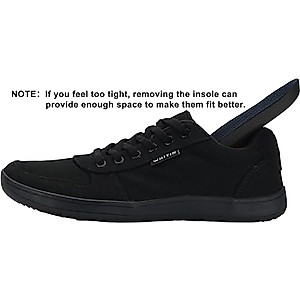 WHITIN Wide Toe Box Barefoot Sneakers for Men Canvas Minimalist Minimus Zero Drop Sole Shoes Size 11 Width 11W Walking Outdoor Training All Black 45