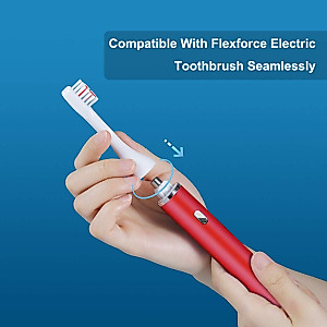 Replacement Toothbrush Heads Compatible with Flexforce Electric, Soft Dupont Bristles Head (Red)