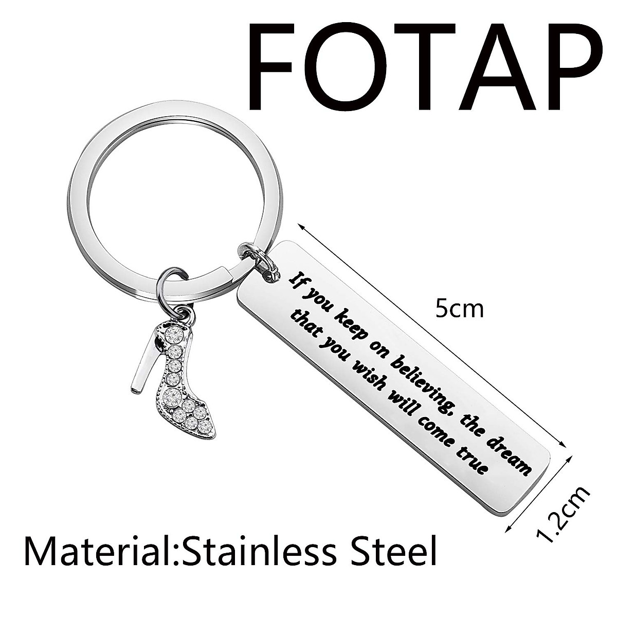 FOTAP If You Keep On Believing The Dream That You Wish Will Come True Keychain Cinderella Princess Glass Slipper Gift (Glass Slipper key)