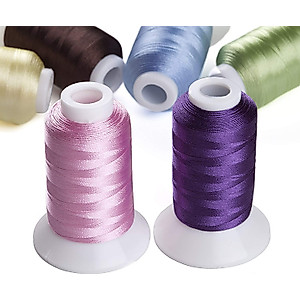 Simthread 63 Brother Colors Polyester Machine Embroidery Thread 1000M(1100Y) Big Spool for Brother Babylock Husqvarna Janome Singer Pfaff Bernina Serger Embroidery and Sewing Machines