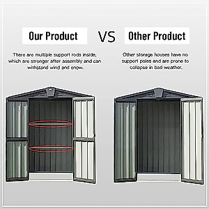 Outdoor Storage Shed 5.7x3 FT,Metal Outside Sheds&Outdoor Storage Galvanized Steel,Tool Shed with Lockable Double Door for Patio,Backyard,Garden,Lawn (5.7x3ft, Black)