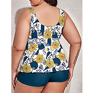 Omichic Modest Tankini Swimsuits for Women Two Piece Bikini Tank Top with Boyshorts Tummy Control Bathing Suits