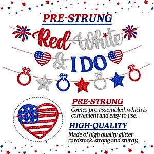 Red White and I Do Banner Independence Day Bridal Shower Decoration 4th of July Bacheleratte Wedding Decor Patriotic America's Birthday Engagement Party Supplies