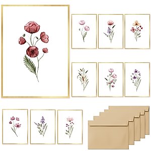 slapaflife Blank Cards,Elegant Gold Foil Floral Design Blank Greeting Cards 4x6,20Pack -Blank Greeting Cards,Formal All Occasion Cards,Note Cards with Matching Peel-and-Seal Rustic Envelopes