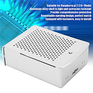 Protective Enclosure, Aluminum Alloy Heatsink Case Efficient Reserved Interface Good Adaptability with Fan for Raspberry Pi 2 3 B+ Model
