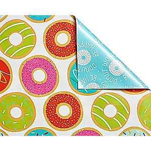 American Greetings Reversible All Occasion and Birthday Wrapping Paper, Punny Food (3 Rolls, 120 sq. ft.)