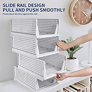 mupera Stackable Closet Storage Bins - Collapsible Shelf Baskets Clothes Storage Bins(2023 New), Foldable Storage Box Plastic Folding Drawer for Home Office Multiple Uses (L3S1)