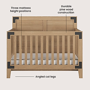 Child Craft Lucas 4-in-1 Convertible Crib, Baby Crib Converts to Day Bed, Toddler Bed and Full Size Bed, 3 Adjustable Mattress Positions, Non-Toxic, Baby Safe Finish (Nutmeg)