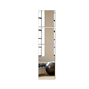 Wall Mirror Full Length (Glass, 8''x8''x 4PCS), Full Body Mirror Tiles for Door, Bedroom, Home Gym