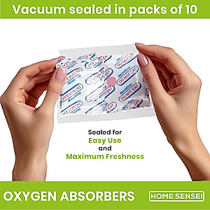 400cc Oxygen Absorbers for Food Storage 100 Pack - Sealed Packs of 10 for Freshness - Ideal for Mylar Bags, Mason Jars, and Freeze Dried Foods. Moisture Proof, Prevents Spoilage, Extends Shelf Life