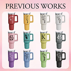 Personalized Gifts 40 Oz Tumbler with Handle and Straw Lid, with Names and Birth Flower Travel Coffee Mug, Custom Stainless Steel Double Walled Insulated Cup, Customized Gifts for Women Men Friend