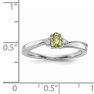 IceCarats 925 Sterling Silver Green Peridot Diamond Ring Gemstone Band August Birthstone Jewelry Size 8.00